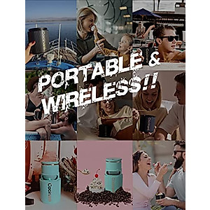 Cocinare KRUSH Ice Cream Maker, Wireless & Portable, Sorbet Gelato Maker, Frozen Yogurt Machine for Homemade & Outdoor, Tifanny Blue