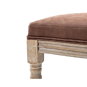 Kmax Farmhouse Dining Room Chairs, French Distressed Bedroom Chairs with Round Back, Brown Wood Legs Elegant Tufted Kitchen Chairs, Set of 2, Gray