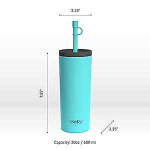 asobu Sippy Double Wall Stainless Steel Tumbler with Silicone Flexible Straw, 20 Ounces (Teal)