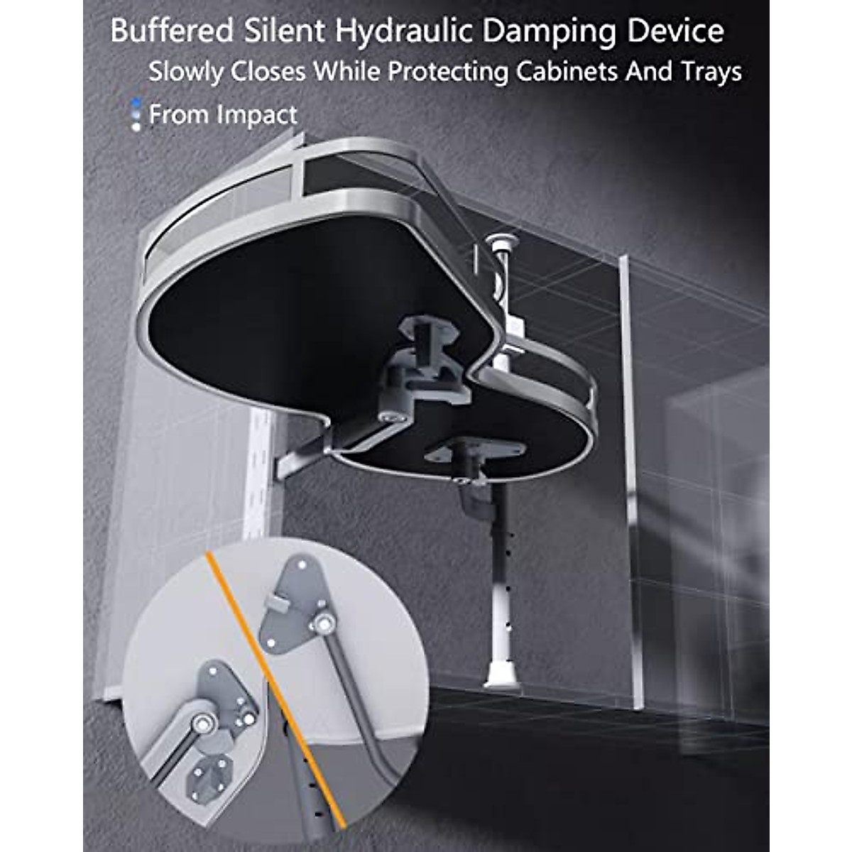 Left/Right Swing Blind Corner Cabinet Pull Out Lazy Susan Organizer Soft Close Corner Cabinet Blind Shelf with 2 Tiers Swing Tray for 40" Cabinet,Left Open