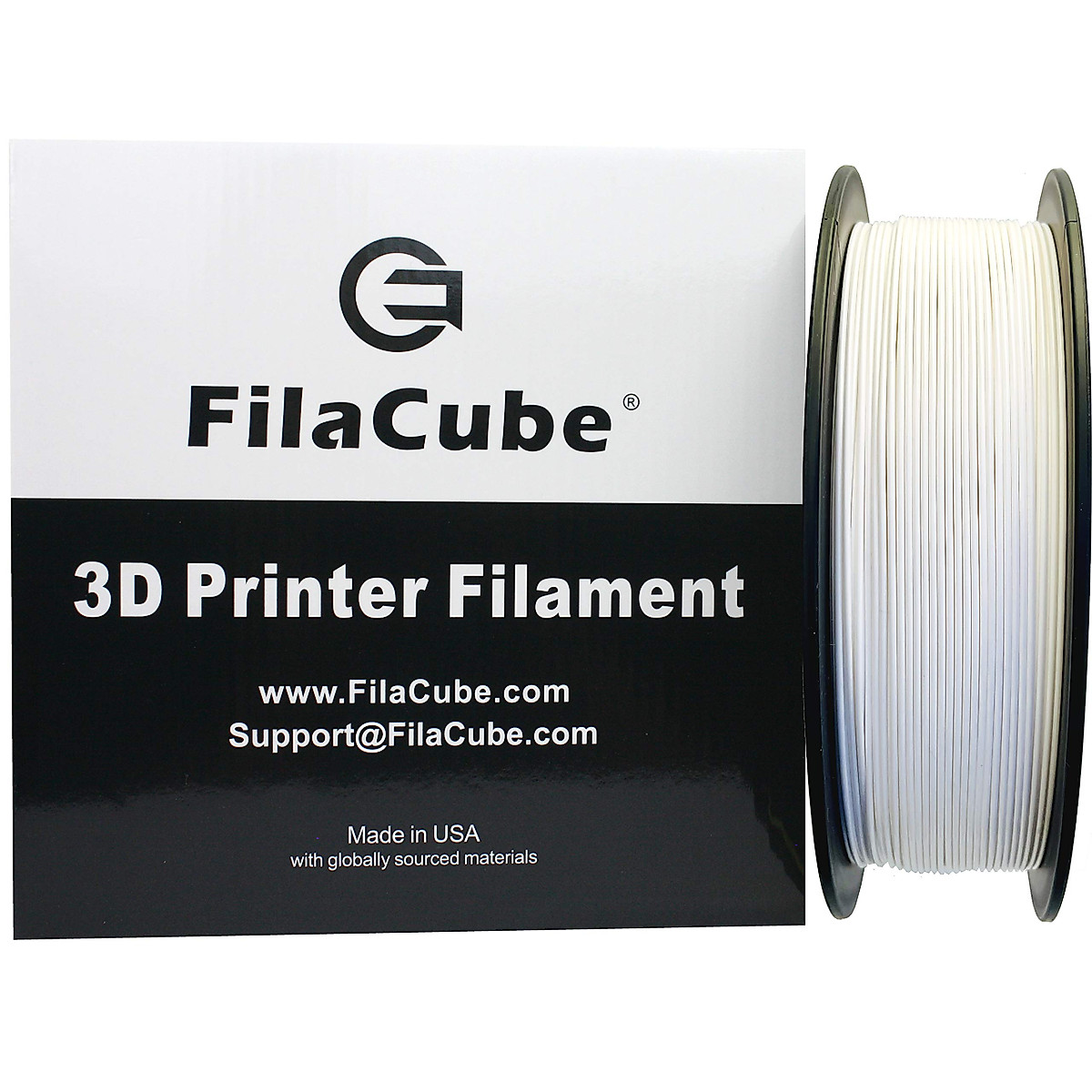 White PLA 1.75 filament - FilaCube PLA 2 pure white filament 1 kg 1.75mm 3D Printer filament [Made in USA] real PLA white PLA+ pro compatible FDM printer ender creality monoprice prusa anet makerbot
