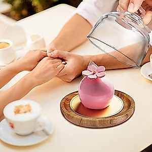 Cabilock Wooden Cheese Dome Mini Cheese Plant Platter with Glass Top and Wooden Base Rustic Decorative Cheese Mini Cake Platter Air Plant Terrarium(4.13 x 3.74 x 3.15 inches/12 x 11x 9cm)