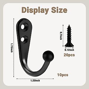 FANCY NOVA 12pcs Wall Mounted Hooks, Metal Coat Hanger Hooks for Wall with 24pcs Screws, Wall Hooks for Hanging Coats, Robe, Key, Towel, Cap, Coffee Cup, Bag (Black)