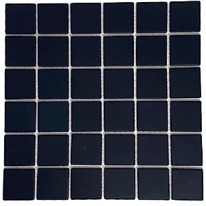 Tenedos Porcelain Premium Quality 2x2 Square Matte Mosaic Floor Wall Tile for Bathroom Shower, Kitchen Backsplash, Accent Decor on 12x12 Sheet (1 Sheet) (Black)