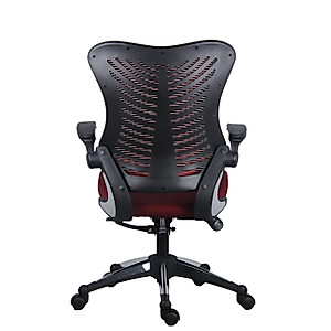OFFICE FACTOR Burgundy Office Chair, Ergonomic, Lumbar Support, Adjustable Executive & Task Chair for Office/Conference Room. Thick Seat & Raisable Arm Rest, Mesh Back, 250 Lbs Rated