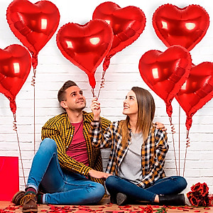 12 Pcs Red Heart Balloons,18 Inch Heart Foil Balloons Love Balloons Valentine Balloons for Birthday Party Wedding Engagement Party Baby Shower Valentine Day Decorations (red)