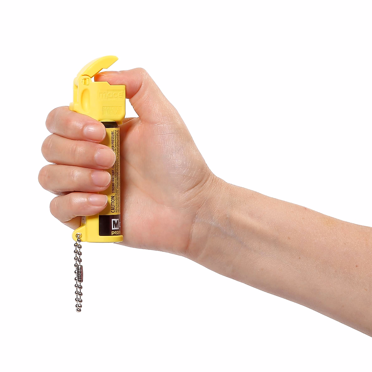 mace Brand Full Size Pepper Spray (Neon Yellow) – Accurate 12’ Powerful Pepper Spray with Flip Top Safety Cap, Leaves UV Dye on Skin – Great for Self-Defense