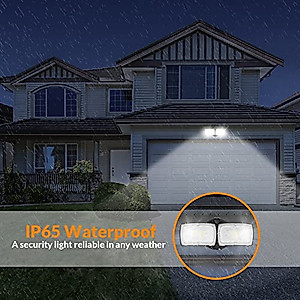 LEPOWER 2 Pack LED Security Light Dusk to Dawn Outdoor Flood Light Fixture with 2 Adjustable Heads, 3000LM/28W, 5500K, IP65 Waterproof Exterior Flood Lights for Garage, Backyard (Black)