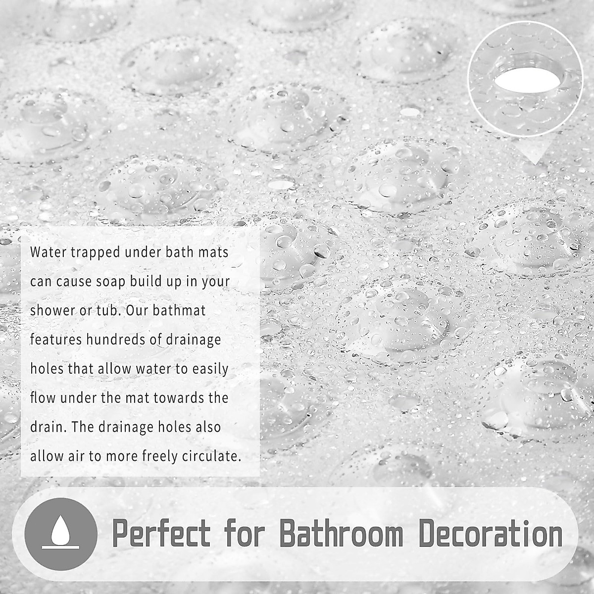 Yimobra Original Bath Tub Shower Mat Extra Long 16 x 40 Inches, Non-Slip with Drain Holes, Suction Cups, Machine Washable, Phthalate Free, Latex Free, BPA Free, Bathroom Mats Clear