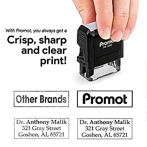 Promot Self Inking 1 Line Custom Stamp - Personalized Name Stamp for Office, Teacher, Address & Business Label Stamp - Choose Font, Ink Color, Pad, Self Inking for Personal & Professional Use - Small
