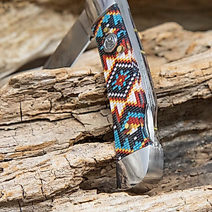 WHISKEY BENT HAT CO. Traditional Lock Blade Folding Pocket Knife 3.75" Closed Length 440C Stainless Steel Blade (Southwest Sand)