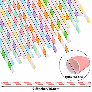 Cooraby 200 Pieces Easter Colors Paper Straws Easter Biodegradable Drinking Stripe Theme Paper Straws for Wedding Supplies, Party Favors, 8 Colors