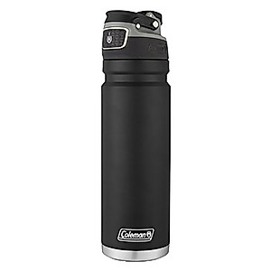 Coleman AUTOSEAL FreeFlow Stainless Steel Water Bottle, Black, 40 oz