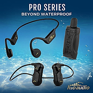 H2O Audio Sonar PRO Underwater Streaming Music (Playlist+) Waterproof Bluetooth Bone Conduction Headphones with MP3 Player - Wireless, Open Ear Waterproof Headset for Swimming, Underwater Activities