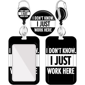 Plifal Badge Holder with Retractable Reel, Funny Fun ID Name Tag Work Badge Clip Heavy Duty Vertical Card Protector Cover Case for Work Office Nurse Medical Student Teacher Women Gift