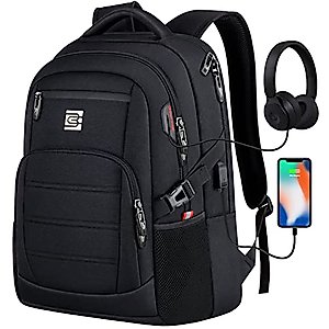 Bagsure Travel Laptop Backpack, Business Water Resistant Laptop Backpack with USB Charging Port, Durable Anti Theft College School Computer Bag for Men & Women Fits 15.6 Inch Notebook & Laptop