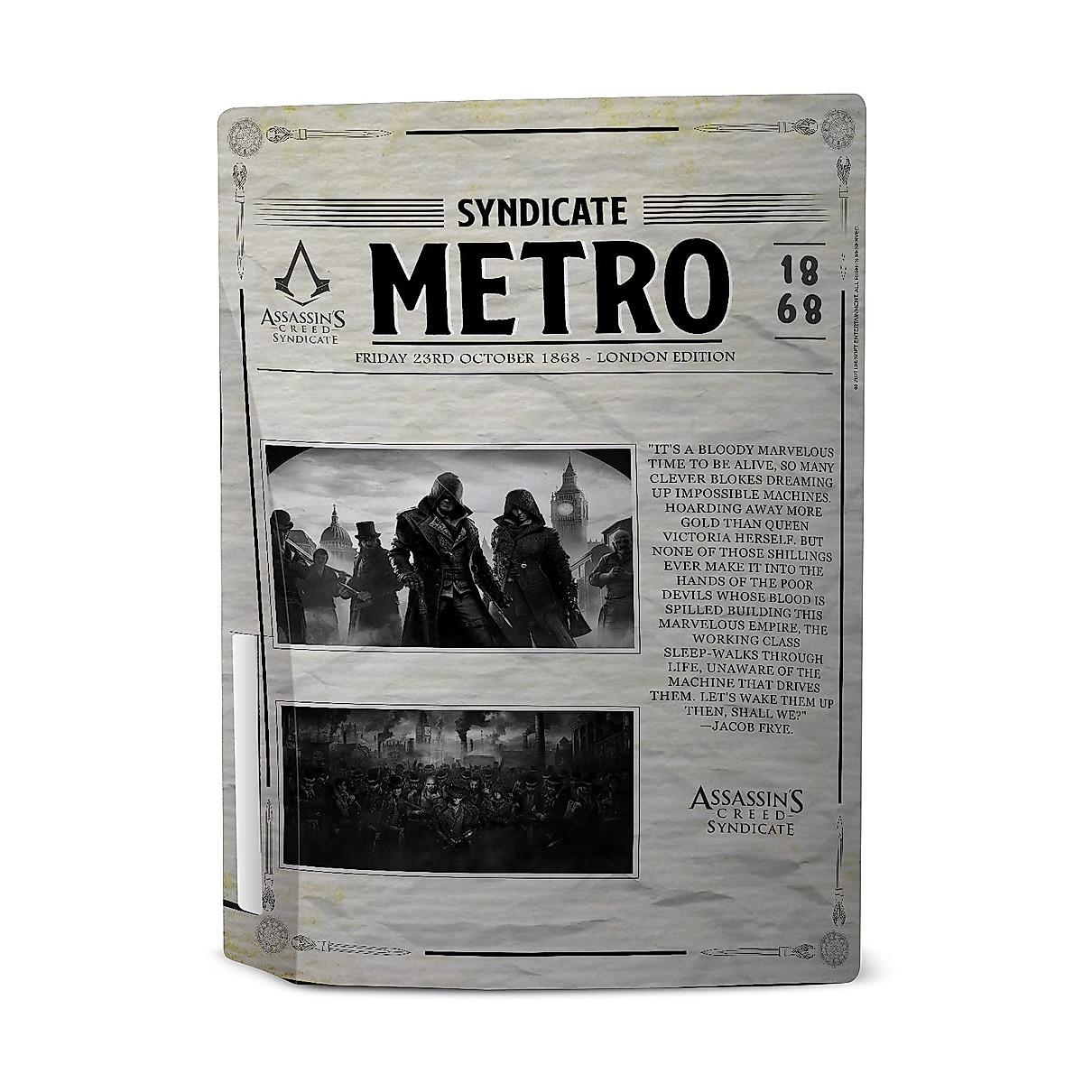 Head Case Designs Officially Licensed Assassin's Creed Newspaper Syndicate Graphics Vinyl Faceplate Gaming Skin Decal Compatible With Sony PlayStation 5 PS5 Disc Edition Console & DualSense Controller