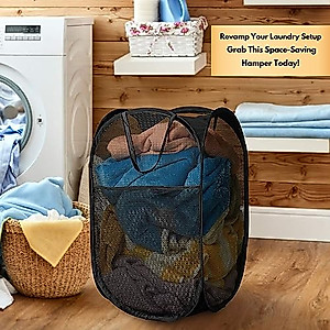 Simplized Popup Laundry Hamper - (1 & 2 Pack) Foldable Pop-up Mesh Hamper Dirty Clothes Basket with Carry Handles
