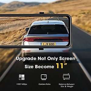 【Newest 11''】 Mirror Dash Cam Front and Rear Dual 1080P Rear View Mirror Camera FHD IPS Full Touch Screen Rearview Dashcam Waterproof Backup Camera with Enhanced Night Vision 170° Wide Angle for Cars