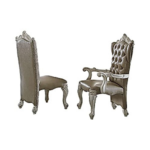 ACME Versailles Side Chair (Set-2) - 61132 - Vintage Gray PU/Fabric & Bone White