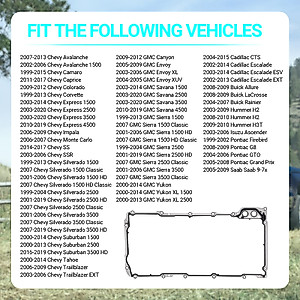 Oil Pan Gasket Set - Compatible with 4.8L 5.3L 6.0L 6.2L Chevy Silverado, Suburban, Tahoe, Trailblazer, GMC Sierra, Yukon, Cadillac Escalade - Replace 12612350 OS30693R