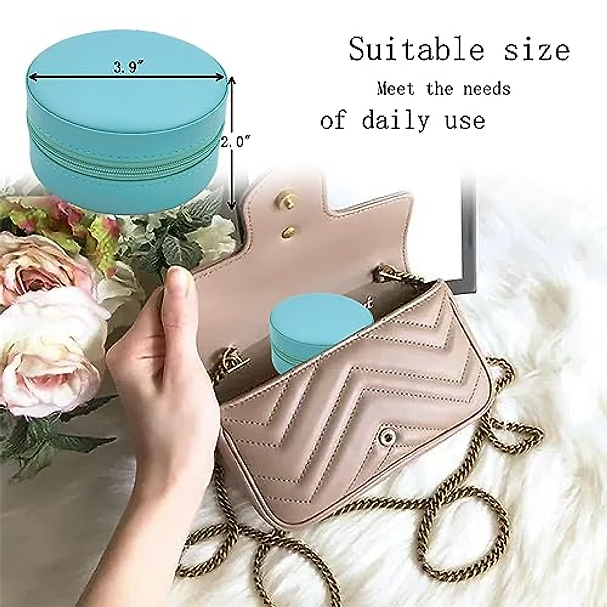 Denyskwin Mini Travel Jewelry Case, Small Jewellery Organizer Boxes, Portable Gifts Storage Cases for Rings, Pendants, Earrings, Necklaces, Bracelets Holder for Women Girls