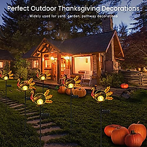 Thanksgiving Decorations Outdoor, 2 Pack AHAORIGIN Solar Turkey Fall Decorations, 36" Solar Powered Metal Turkey Garden Stakes Lights, Auto ON/Off Waterproof Thanksgiving Yard Pathway Outdoor Decor