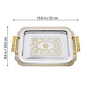 Zerodeko 1Pc Retro Fruit Tray European Style Tray Food Plate Double Handle Tray for Hotel Home Buffet