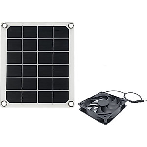 Multipurpose Solar Panel Fan Kit, 10W Solar Panel Powered Dual Fan, Waterproof Portable Outdoor Solar Exhaust Fan for Greenhouse, Dog House, Window Exhaust, RV