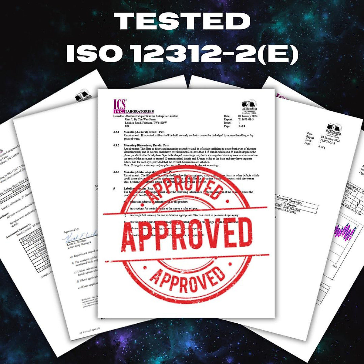 Gravitis Premium Solar Eclipse Glasses - ISO 12312-2 Certified for Safe Direct Sun Viewing, Durable Superior Cardboard Frame, Pack of 2 - Perfect for Astrology Enthusiasts