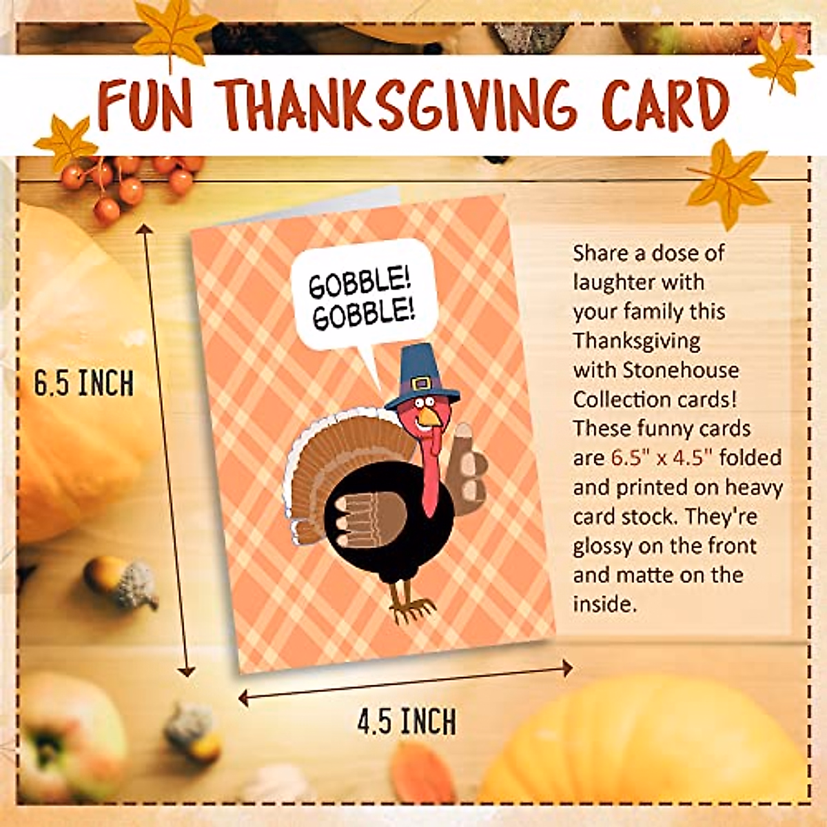 Stonehouse Collection Thanksgiving Cards (Funny Assortment) - Set of 14 Boxed Cards & White Envelopes, 4.5x6.25 Folded Greeting Card w/ 7 Unique Designs, Funny Thanksgiving Cards for Family & Friends