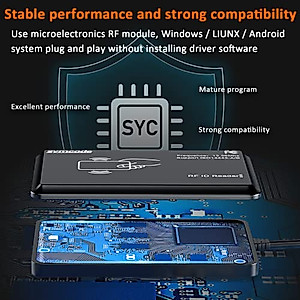Alacrity ID RFID Card Reader Writer 13.56Mhz Reader USB Read 1326 Family Proximity Cards & EM4100 ID Card Access Control System Home Again Microchip Scanner (USB Port)