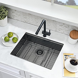 23 Inch Black Undermount Bar Sink Workstation-SOMRXO 23×18 Black Bar Sink Undermount Workstation Kitchen Sink 16 Gauge Gunmetal Black Stainless Steel Kitchen Sink Single Bowl Small Kitchen Bar Sink