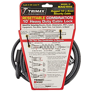 Trimax MAG10SC 10ft Combination Cable Lock
