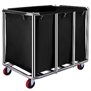Commercial Laundry cart with Wheels,400L Large Laundry Basket with Wheels,Laundry Hamper on Wheels Heavy Duty with Steel Frame and Waterproof Oxford Cloth, 330Lbs Load (C-Black)