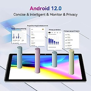 XCX Android 12 Tablet, 10 inch Tablet with 64bit 4-Core Processor, 32GB ROM 2GB RAM Tablet Android, WiFi, Bluetooth, USB-C Rechargeable, Dual Camera (Silver)