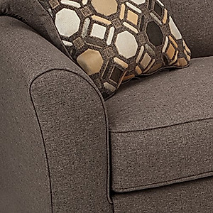 Signature Design by Ashley Tibbee Tufted Modern Sofa with 2 Accent Pillows, Dark Taupe