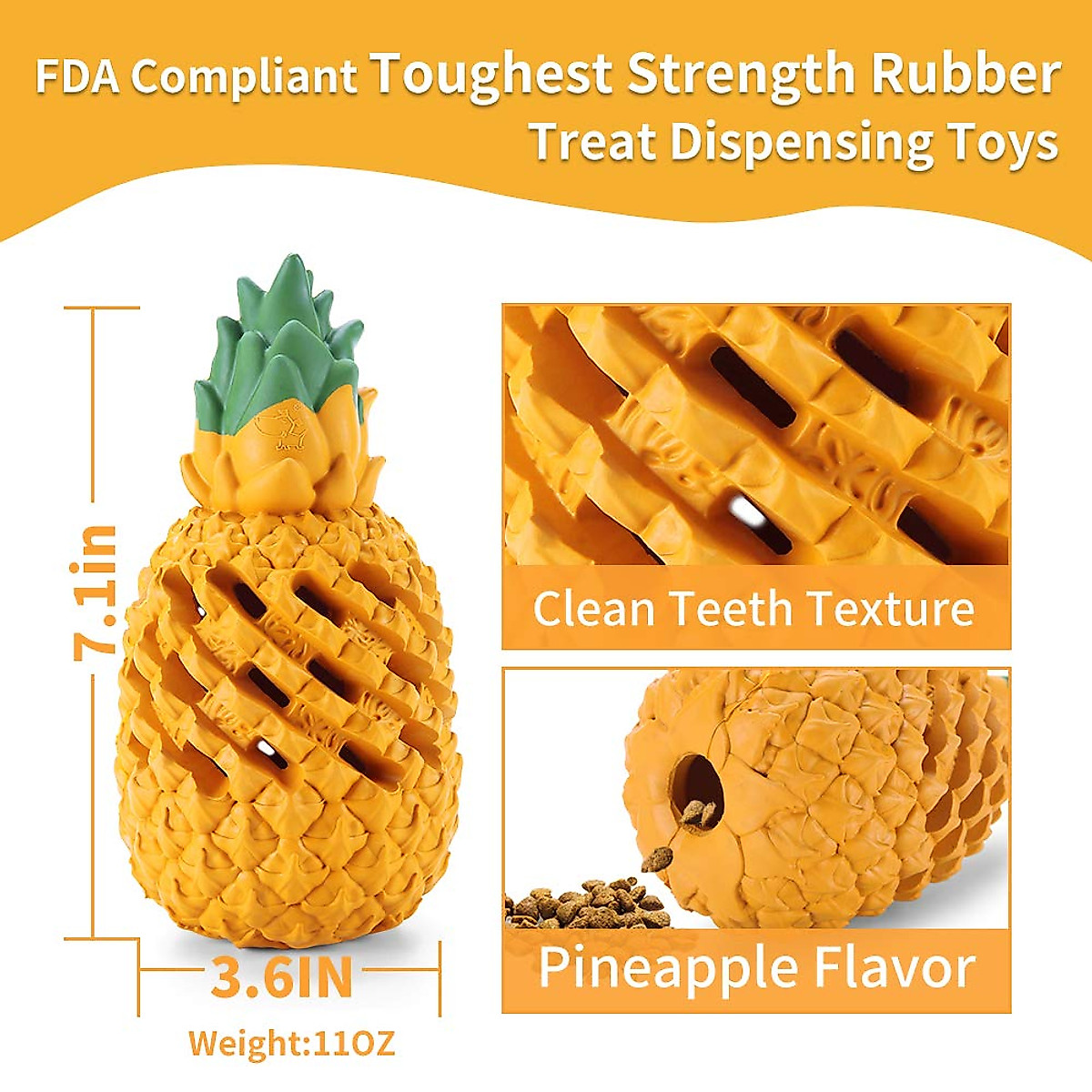 LPHSNR Upgrade Dog Toys for Aggressive Chewers Large Dogs, Tough Dog Chew Toys for Medium Large Dogs Breed Indestructible, Dental Clean Dispensing Toys Pineapple Shape Design
