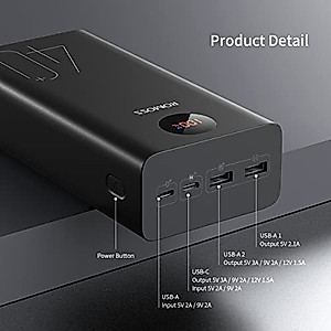 ROMOSS 40000mAh Power Bank, 18W PD USB C Fast Charging Portable Phone Charger, 3 Outputs and 2 Inputs External Battery Pack with LED Display for iPhone 14/13/13 Pro Max, iPad, Samsung Galaxy and More