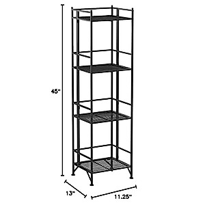 Convenience Concepts Xtra Storage 4 Tier Folding Metal Shelf, Black