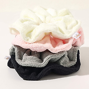Ivyu Microfiber Hair Drying Scrunchies Towel Fiber Large Big Scrunchie for Curl Hair for Shower Wet Anti Frizz Hair Products Absorbent Fast Terry Cloth Sleep Scrunchy