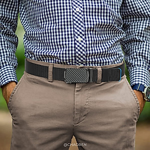 CHAOREN Black Ratchet Belts for Men - Casual Web Nylon Mens Belt 1 3/8" - Adjustable and Durable for Jeans