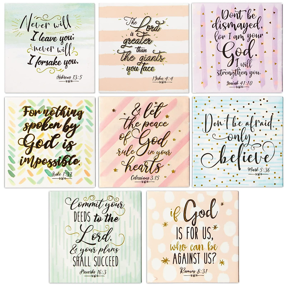 Pipilo Press 8 Pack Inspirational Bible Verse Magnets for Fridge, Christian Office Decor, Scripture Gifts (2.5 in)