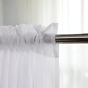 ABCHOME White Sheer Curtains 84 Inches Long 2 Panels,Rod Pocket Voile Semi Sheer Window Curtains for Kitchen, Bedroom and Living Room(White, 52 W x 84 L)