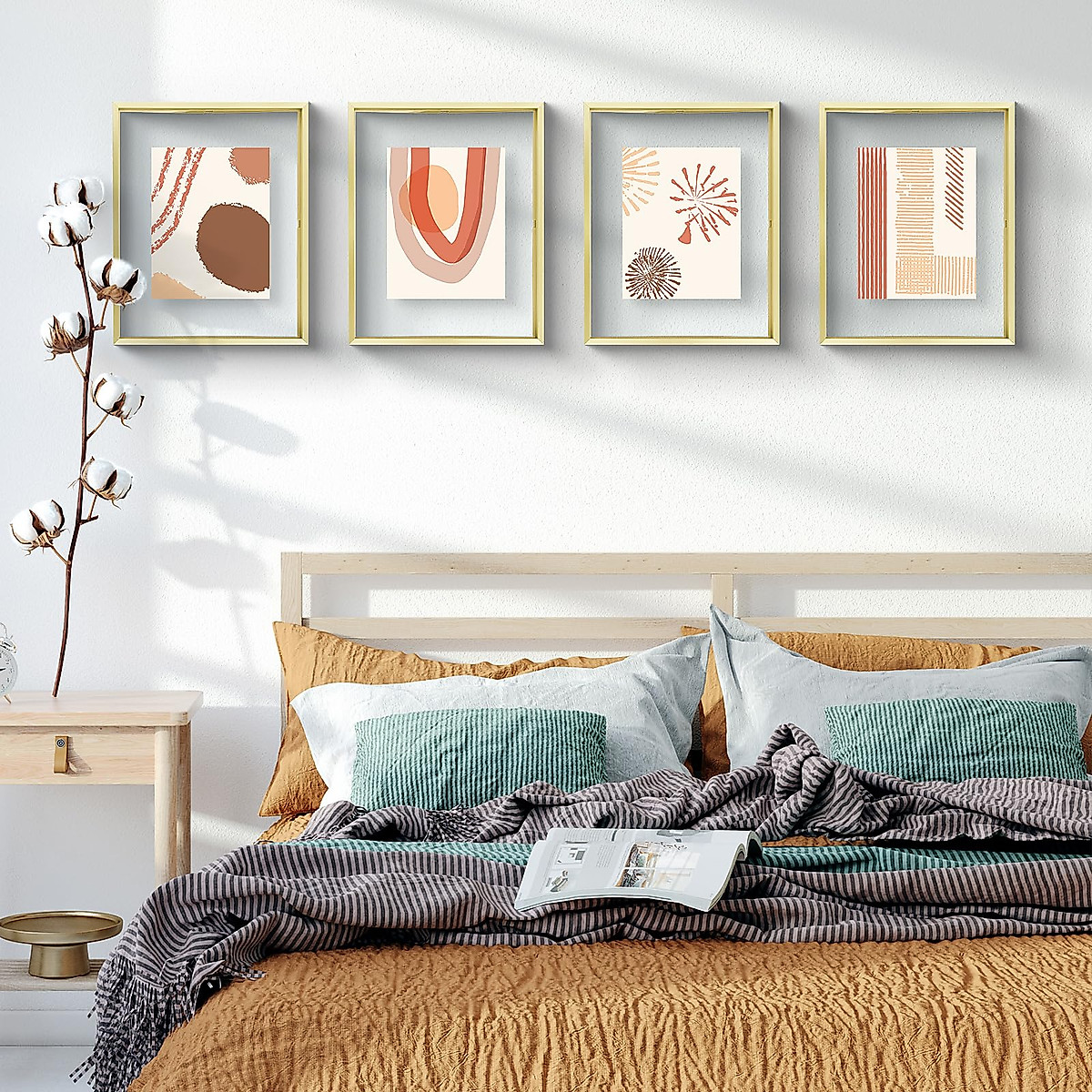 Frametory, Floating Picture Frame 11x14 - Gold Aluminum Metal Photo Frame - Real Glass of Front - for Wall Mount Displays