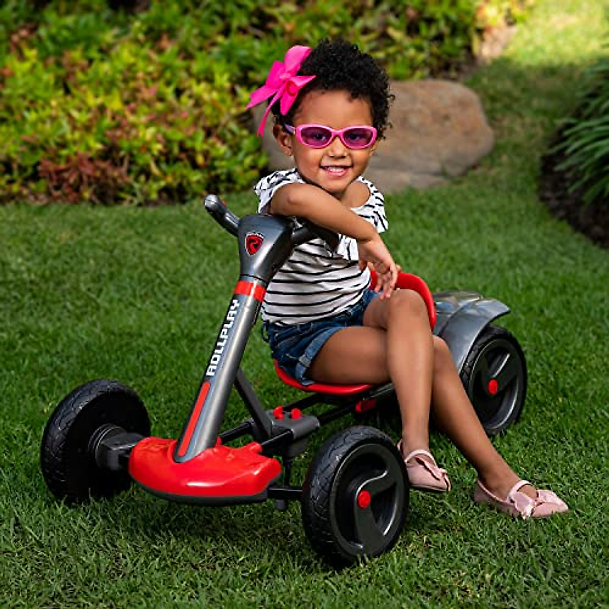 Rollplay Flex Kart 6V Electric Go Kart for Children Aged 2-5 Featuring Space-Saving Folding Function, Easy Push Start Button, and a Top Speed of 2 MPH, Green