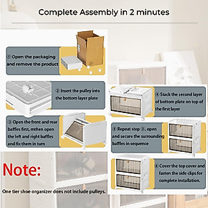 White 5 Tier Plastic Storage Bins Organizer with Lids and Wheels, 17.13 × 12.4 × 45.47 Inch Stackable Bins for Storage, 46Qt Folding Storage Boxes for Home, Dorm Room, 5th storage box (Five layers)