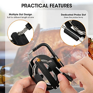 Aieve Meat Probe Organizer, 2 Pack Magnetic Thermometer Probe Spool Warp for for Pit Boss/Traeger/ThermoPro Digital Thermometer Probe