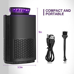 Indoor Insect Trap Non-Zapper, Fruit Fly Traps for Indoors, Catcher and Killer for Mosquitos, Gnats, Moth and Fruit Fly, Insect Trap for with Bug Light & Strong Suction