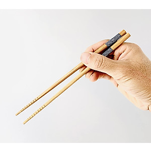 JapanBargain 3671, Bamboo Chopsticks Reusable Japanese Chinese Korean Chopsticks Set Wood Chop Sticks Hair Sticks 5 Pair Gift Set Dishwasher Safe, 9 inch, 1 Pack